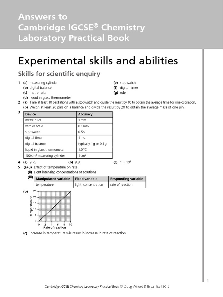 Chem Prac Book Answers | PDF | Anode | Magnesium