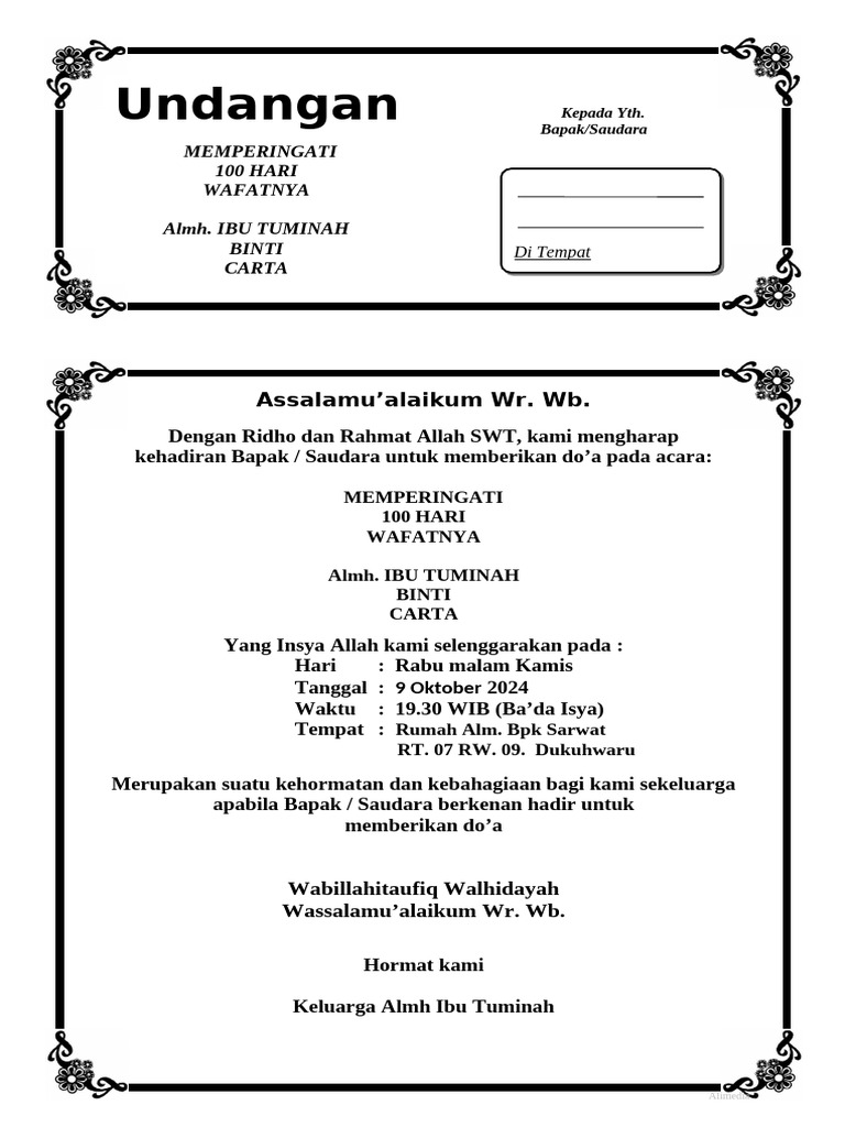 Undangan Khaul Ambari | PDF