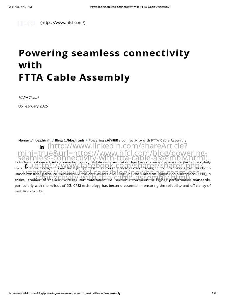 Powering Seamless Connectivity With FTTA Cable Assembly | PDF ...