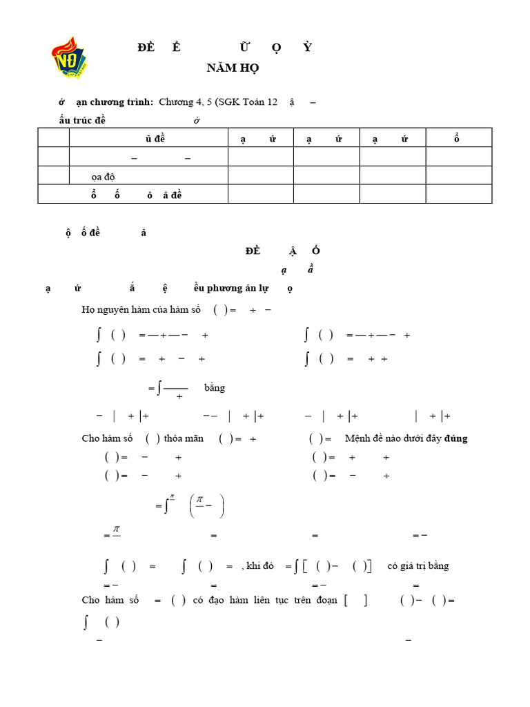 De On Tap Giua Hoc Ki 2 Toan 12 Nam 2024 2025 Truong THPT Viet Duc Ha Noi | PDF