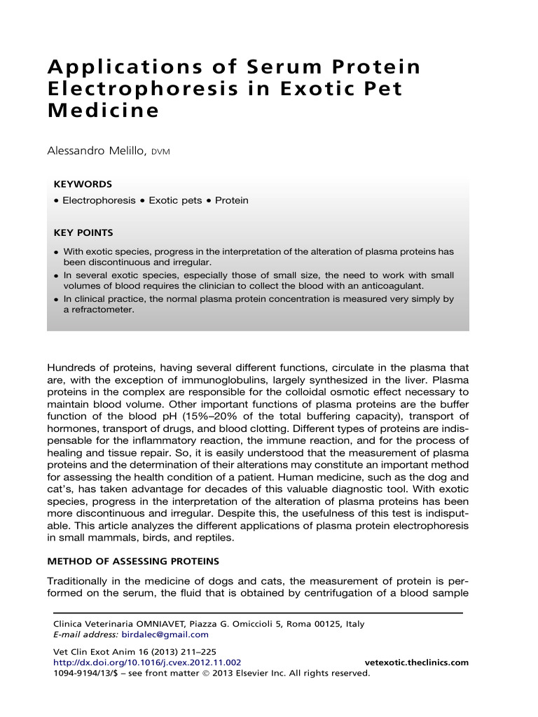 Melillo-2013-Applications-of-serum-protein-elect | PDF | Blood Plasma ...
