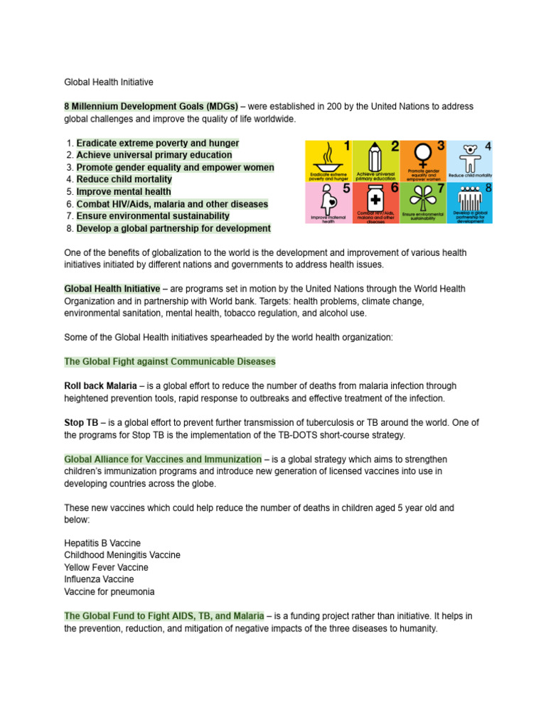 Global Health Initiatives Overview | PDF | Global Health | Tuberculosis