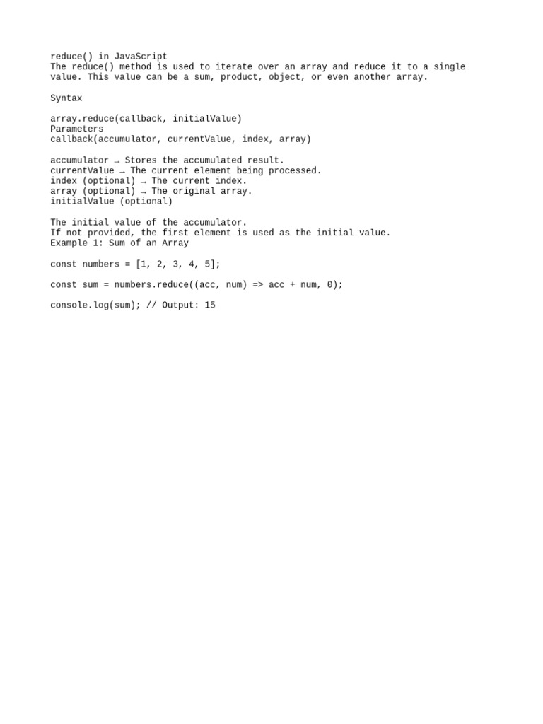 Reduce in JavaScript | PDF