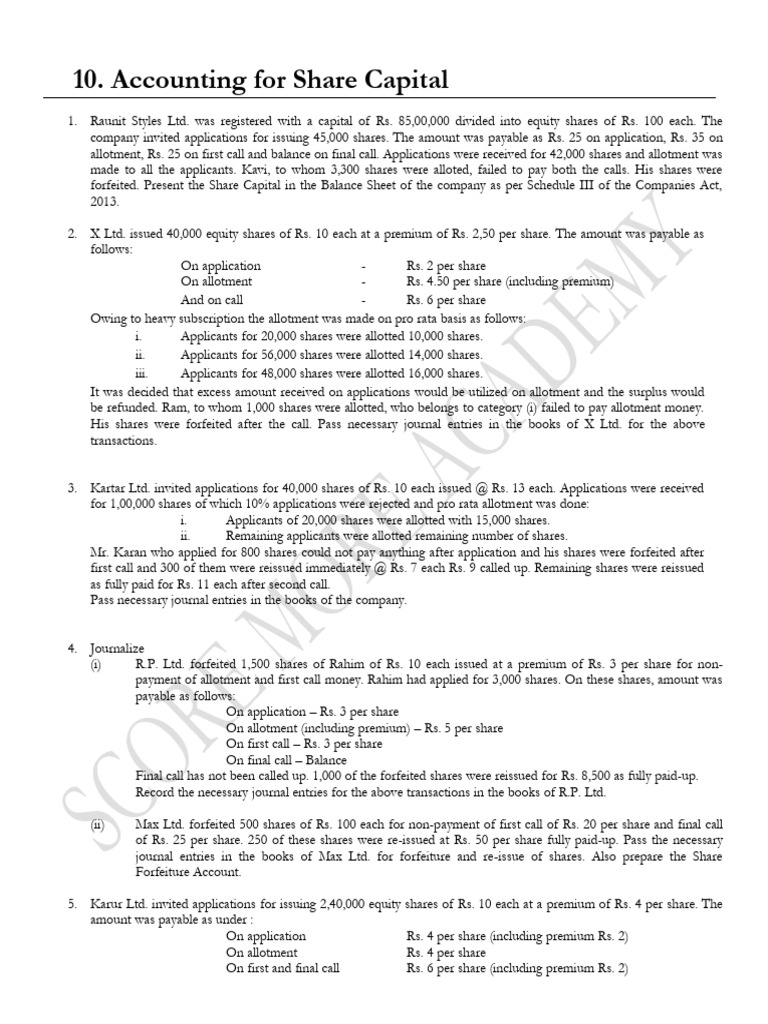 Accounting for Share Capital | PDF | Equity (Finance) | Balance Sheet