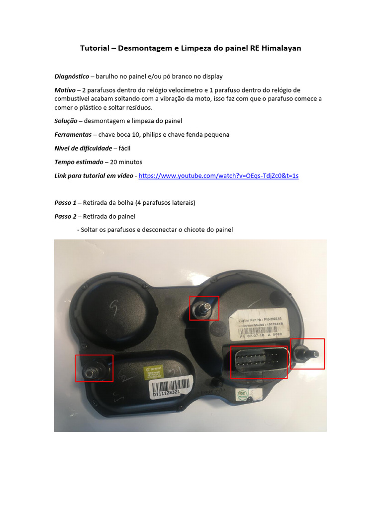 Tutorial Painel RE Himalayan | PDF | Parafuso