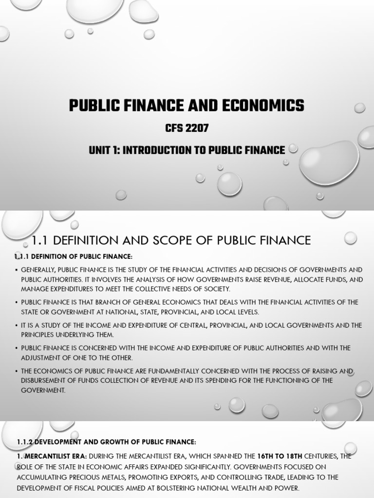 Unit 1 - Introduction To Public Finance | PDF | Public Finance | Fiscal ...