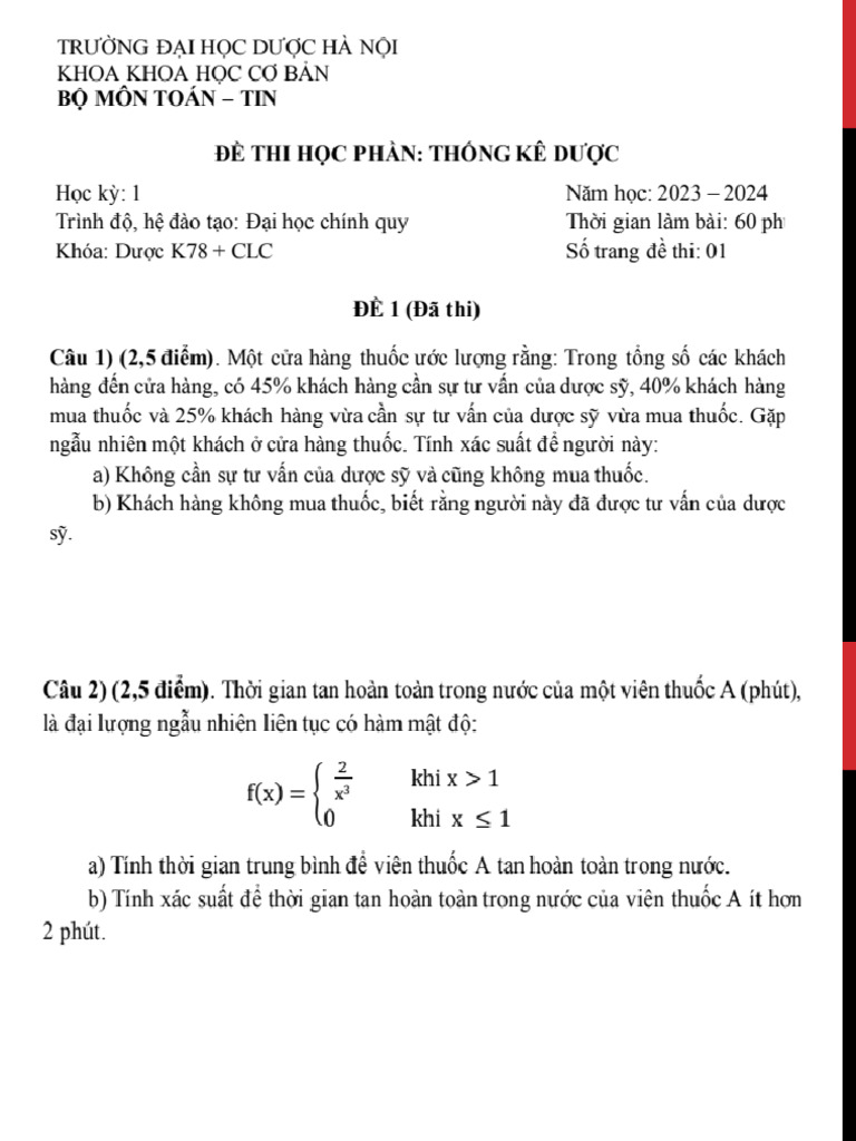 ĐỀ 1 TKD K78 CLC | PDF