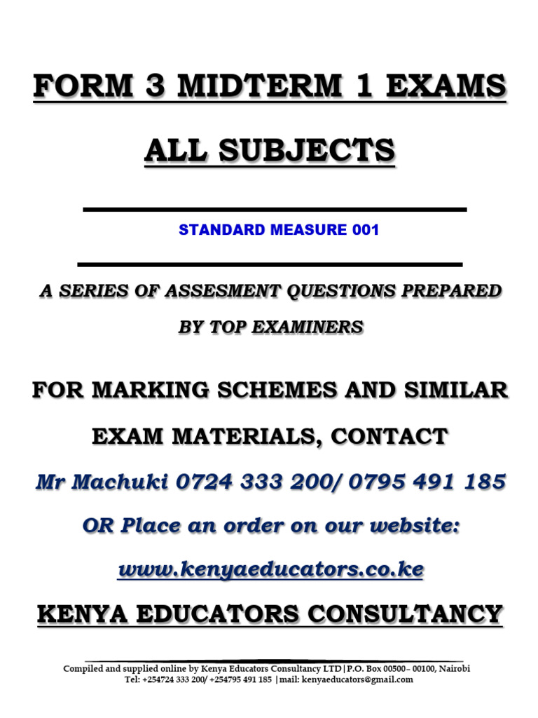 Form 3 Midterm 1 s2 Exams | PDF | Agriculture