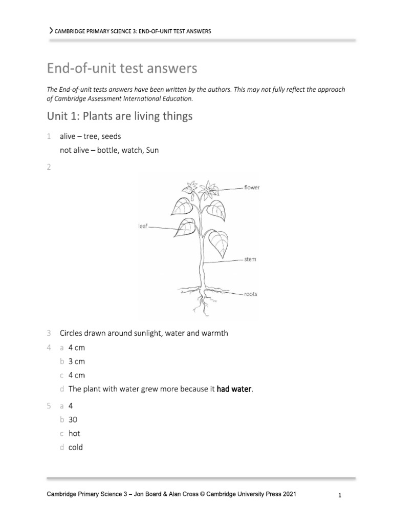 End of Units 1 & 2 Test Answer Keys | PDF