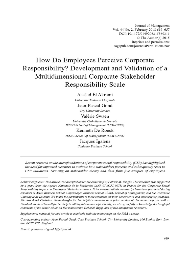 How Do Employees Perceive Corporate Responsibility Development and ...