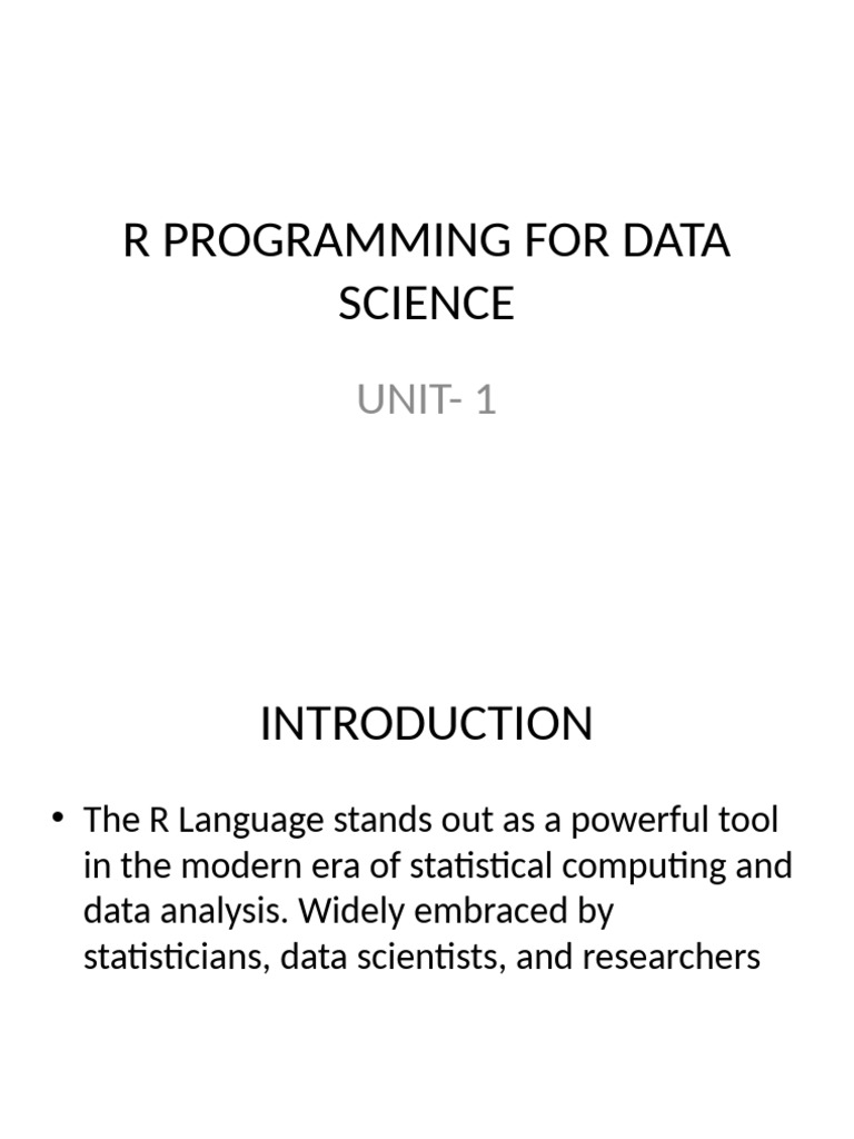 R Programming - PPT - UNIT - 1 | PDF | R (Programming Language) | Computer Programming