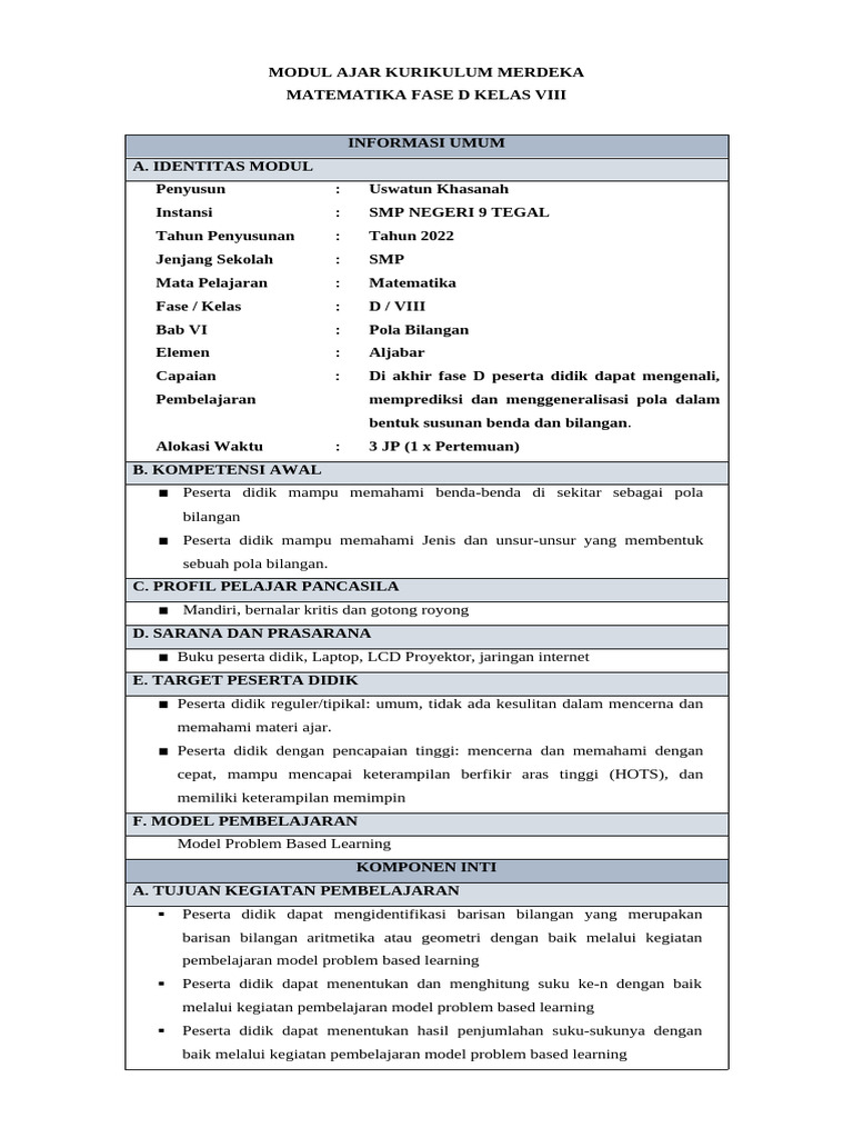 Modul Ajar Siklus 2 | PDF