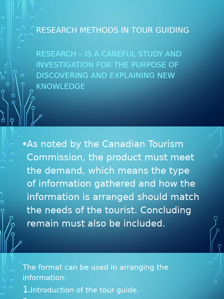 Research Methods in Tour Guiding | PDF