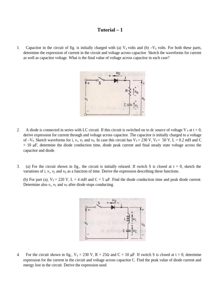 Capacitor and Diode Circuit Analysis Tutorial | PDF