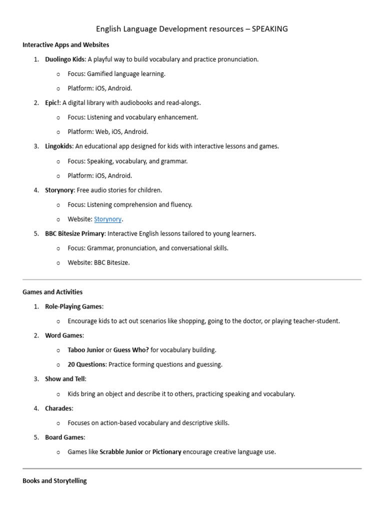 English Language Development Resources | PDF | English Language ...