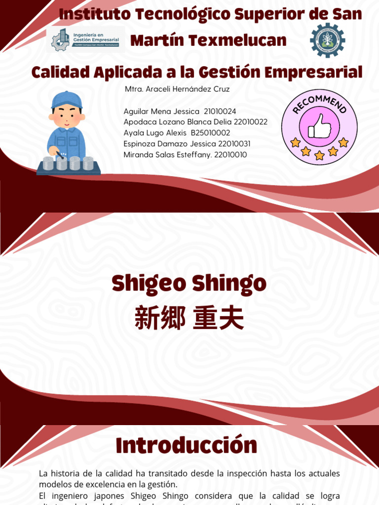 Técnicas de Calidad de Shigeo Shingo | PDF | Lean Manufacturing ...