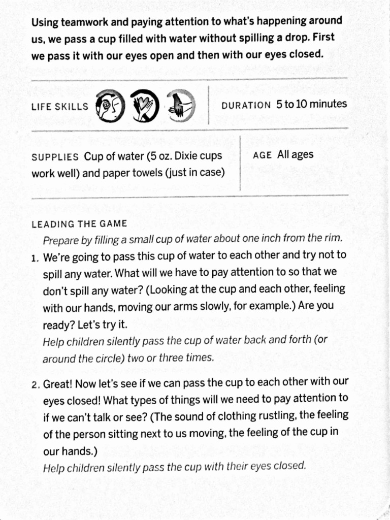 Pass The Cup Mindfulness Exercise | PDF