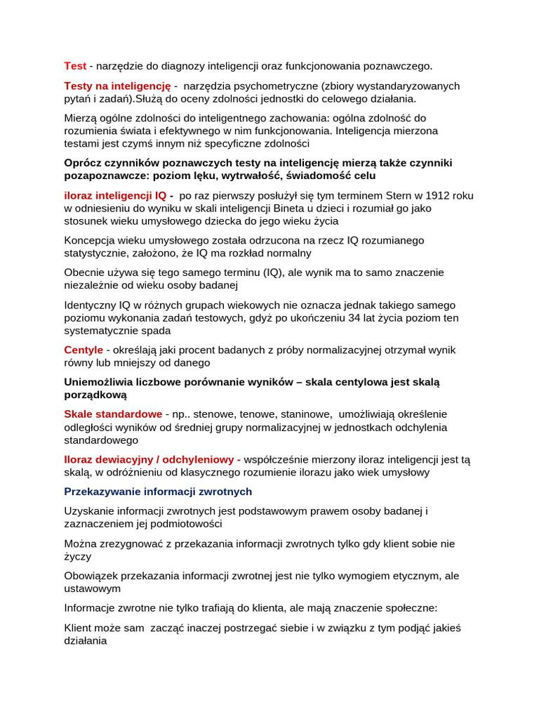 Diagnoza Inteligencji | PDF