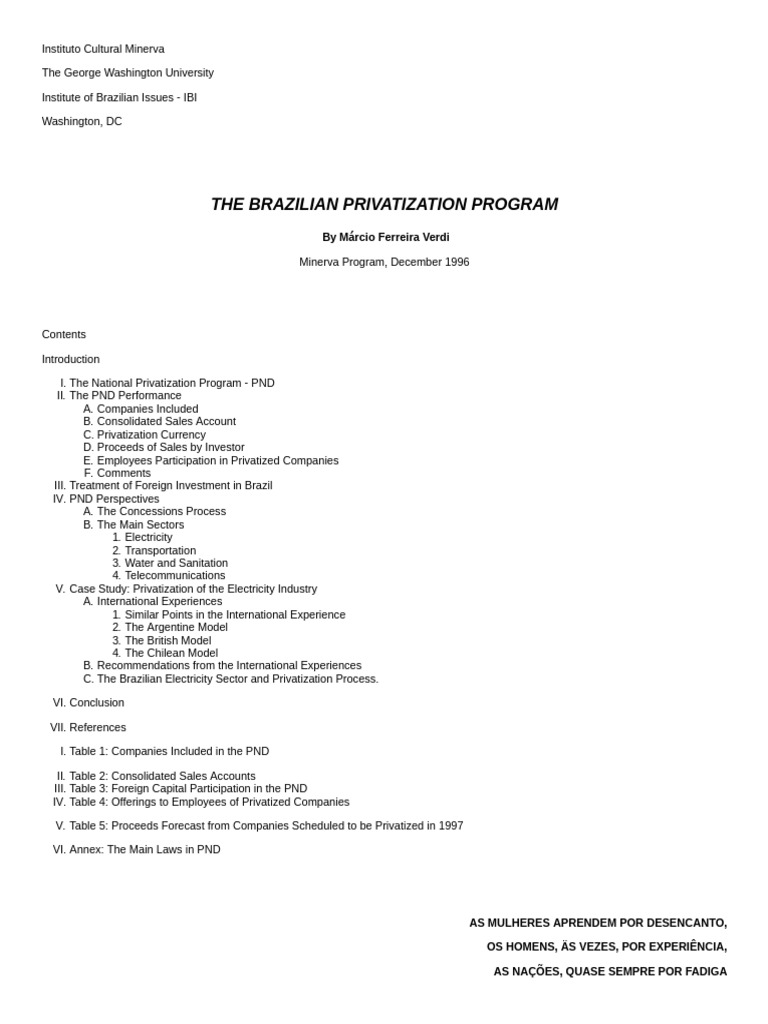 The Brazilian Privatization Program | PDF | Electric Power Transmission ...
