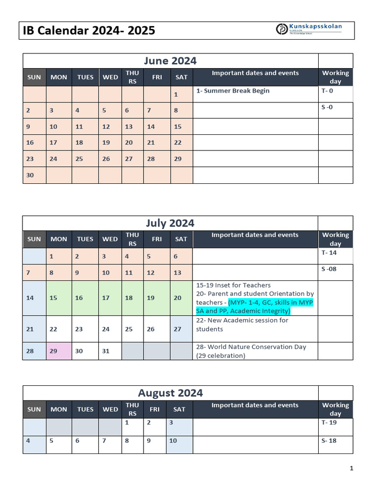 IB KKG Calendar 2024-2025 | PDF | Hindu Worship | Observances