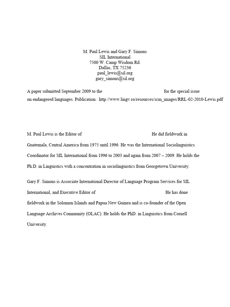 Assessing Endangerment Expanding Fishman | PDF | Linguistics | Human ...