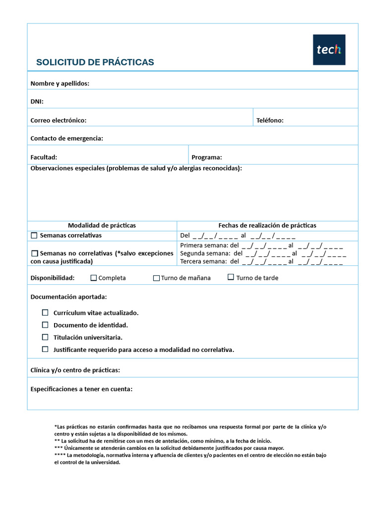 Solicitud de Prácticas Universitarias | PDF