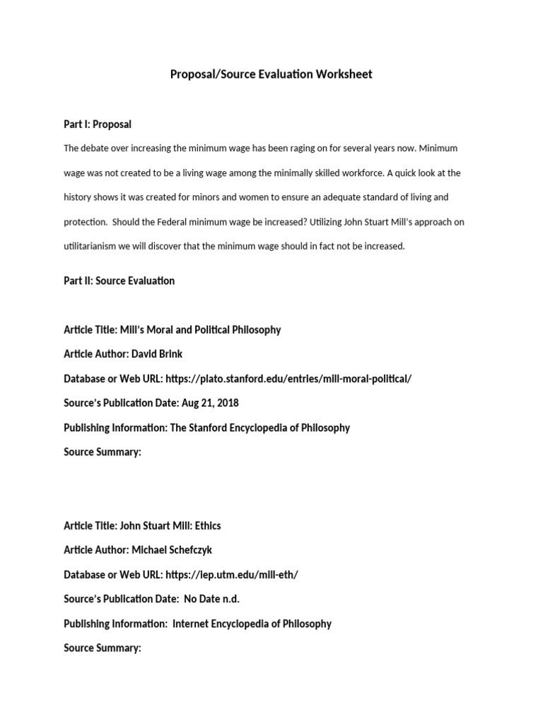 Proposal-Source Evaluation Worksheet | PDF