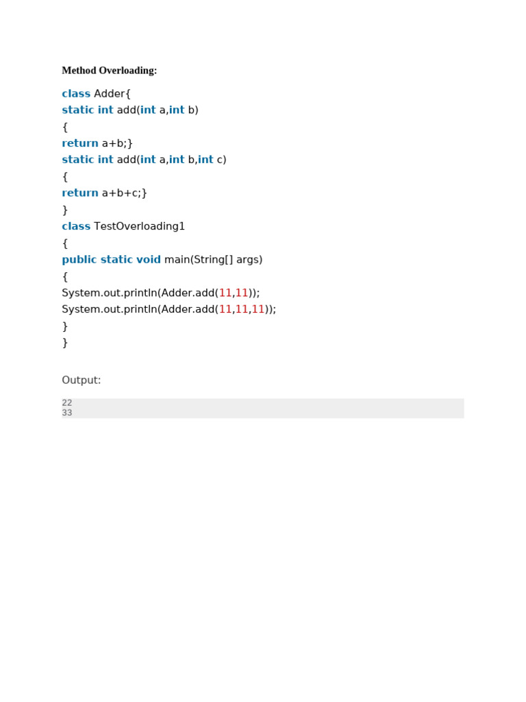 Java Method Overloading Basics | PDF