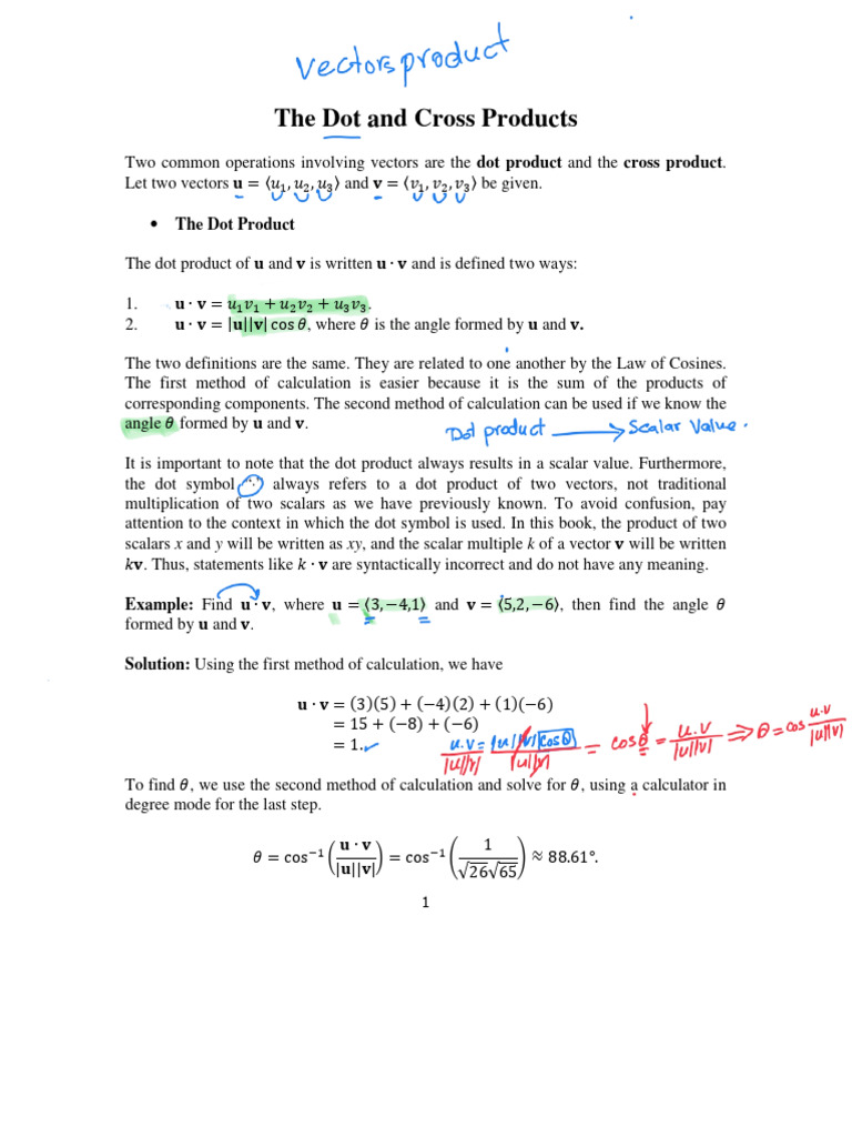 Dot and Cross Product | PDF