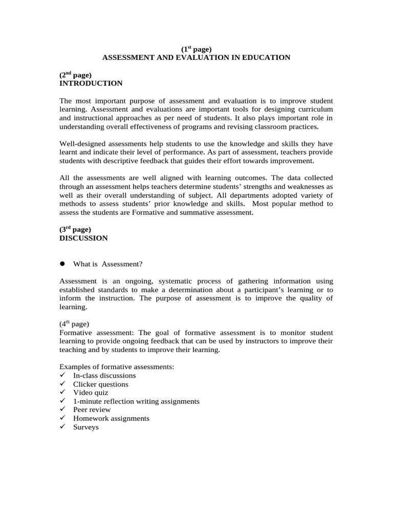Assessment vs. Evaluation in Education | PDF | Educational Assessment ...