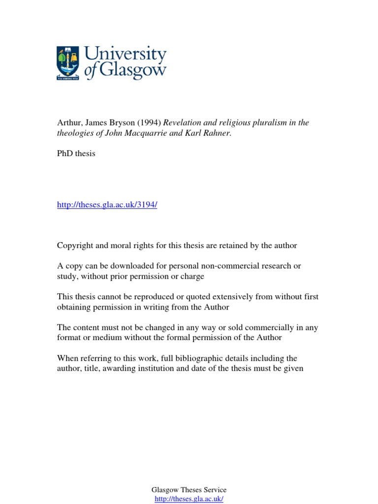 Revelation and Religious Pluralism in The Theologies of John Macquarrie ...