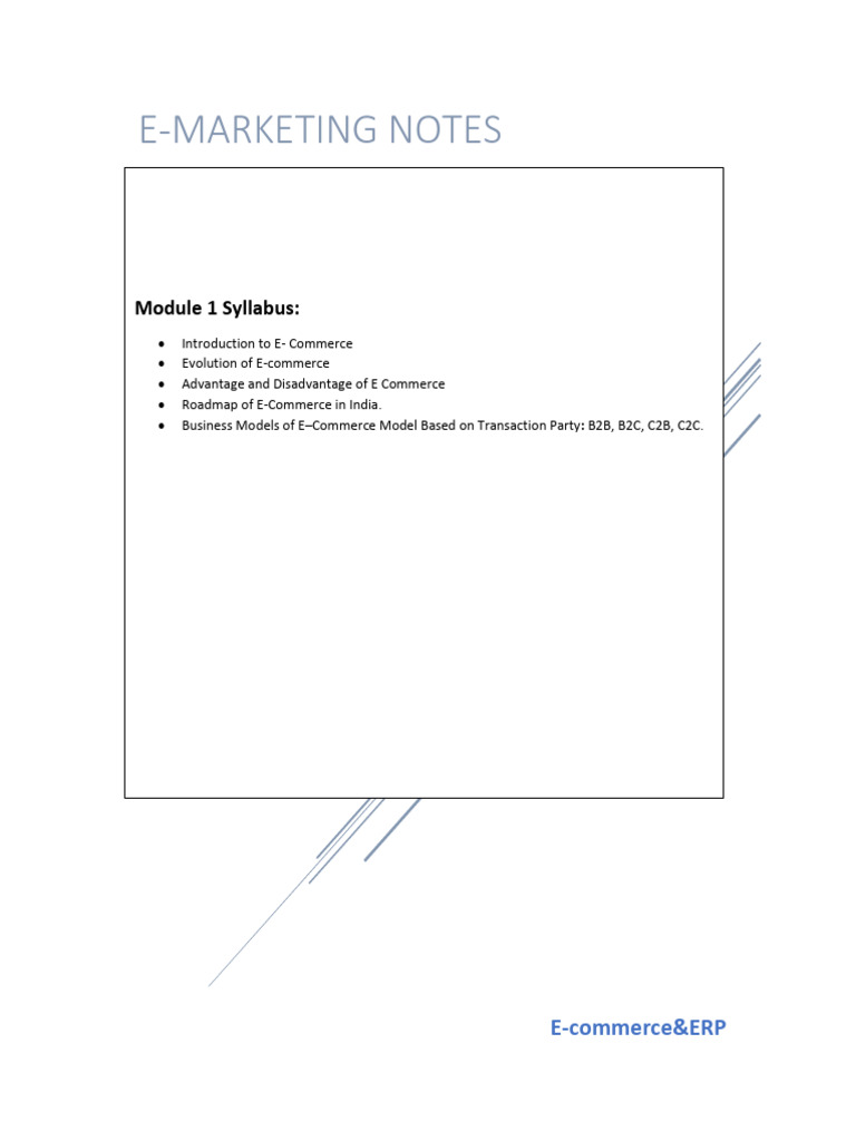 E-Commerce and E-Marketing Overview | PDF | E Commerce | Service Industries