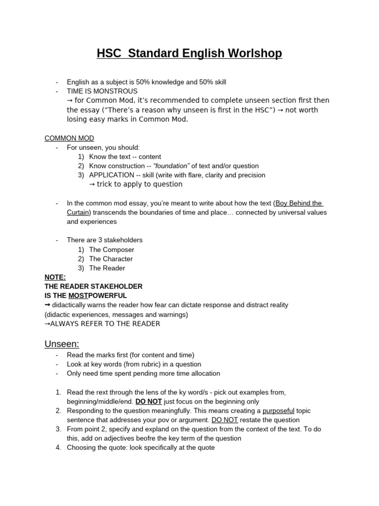 HSC Standard English Worlshop | PDF | Human Communication | Linguistics