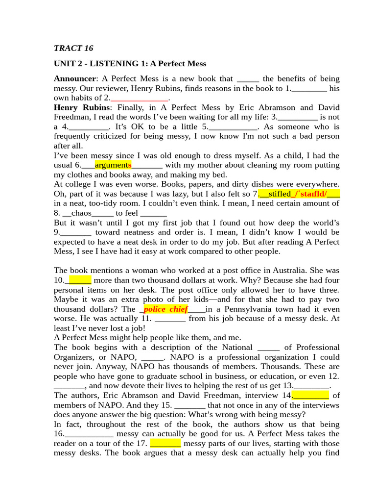 Unit 2 - Listening 1 - Elearning | PDF