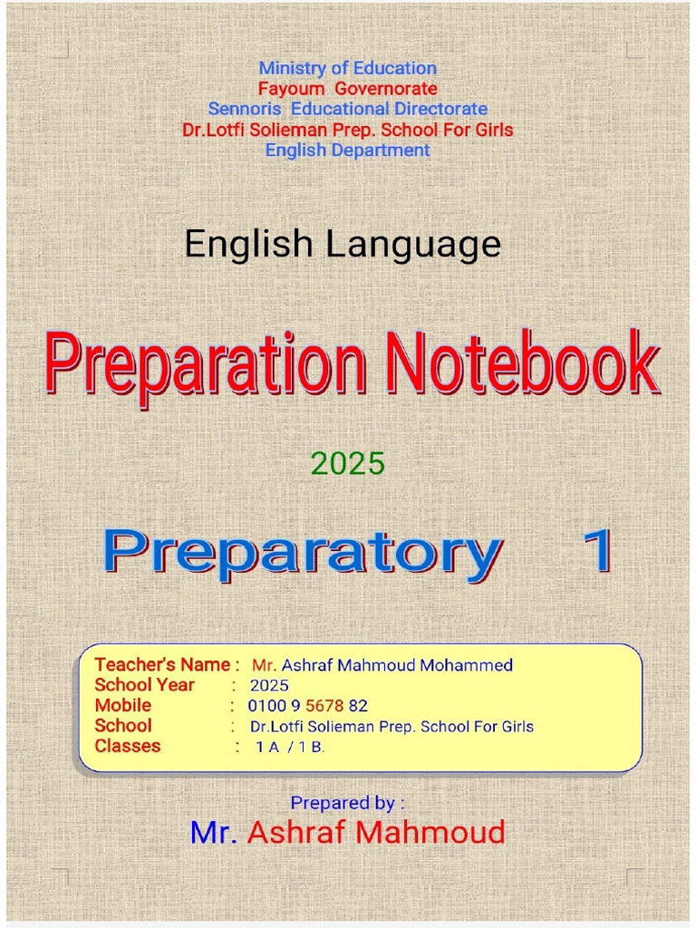 Prep. 1 Unit 7 Preparation 2025 by MR - Ashraf Mahmoud | PDF ...