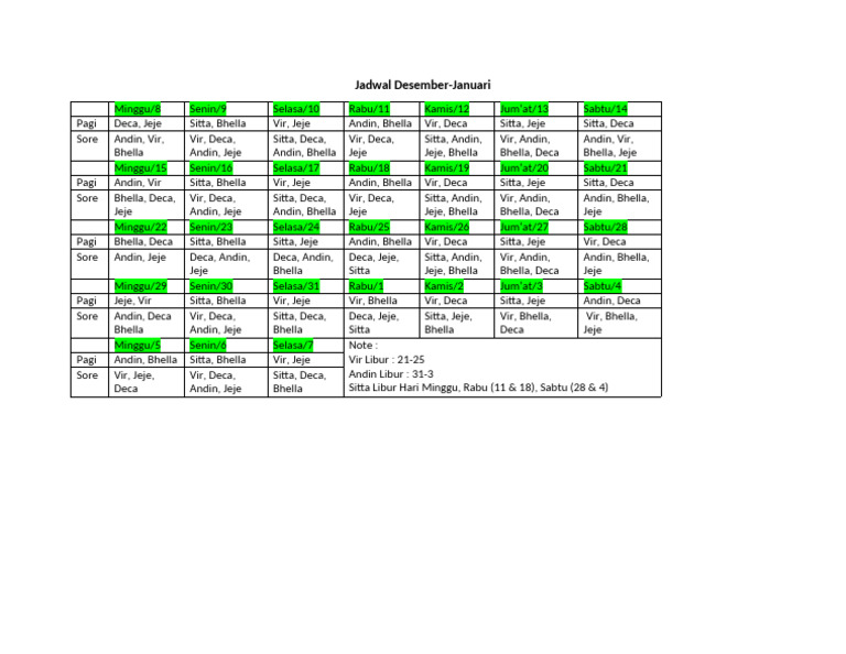 Jadwal Des Alfa | PDF