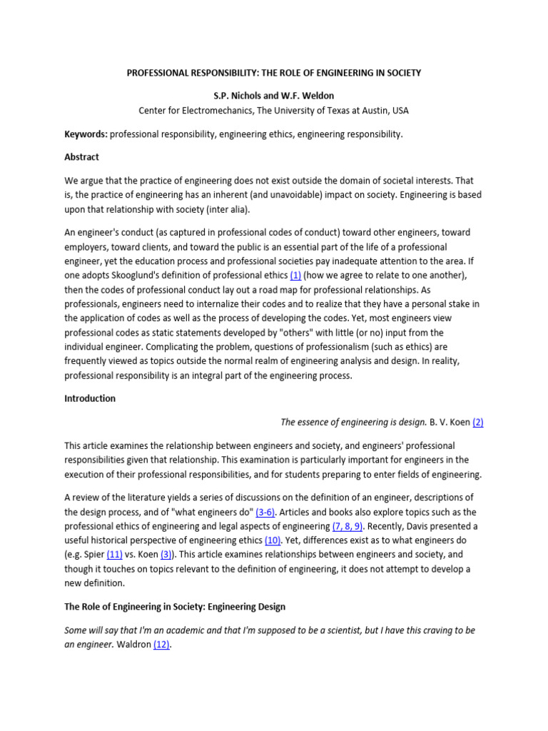 Professional Responsibility | PDF | Engineering | Engineer