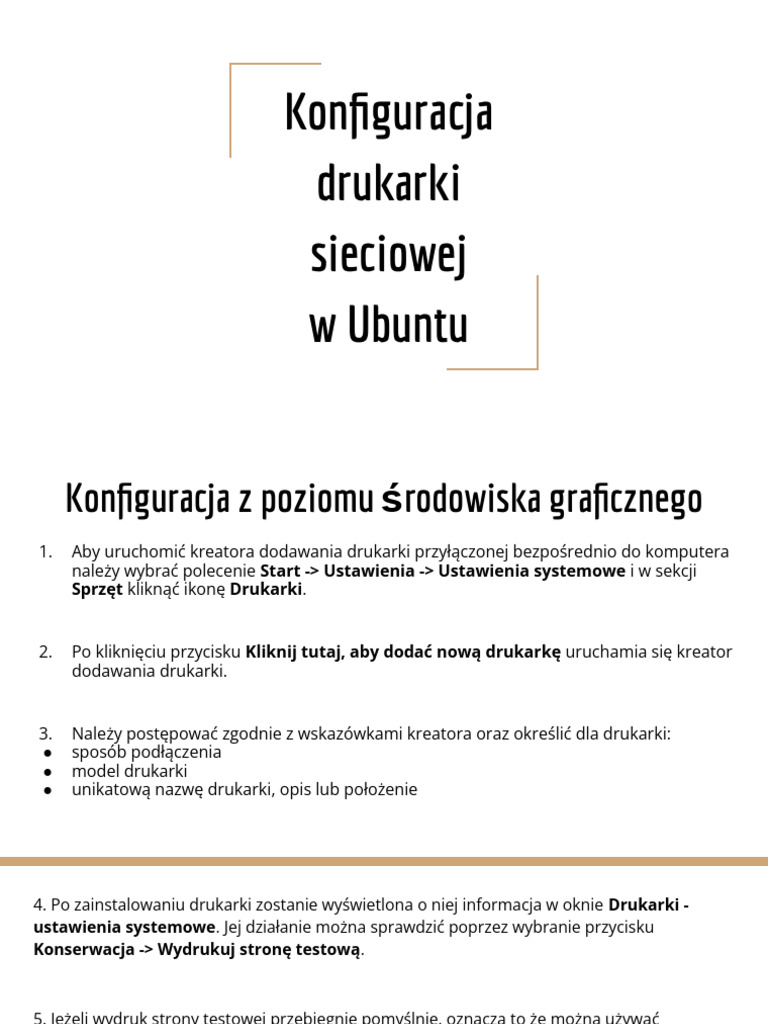 Konfiguracja Drukarki Sieciowej W Ubuntu | PDF