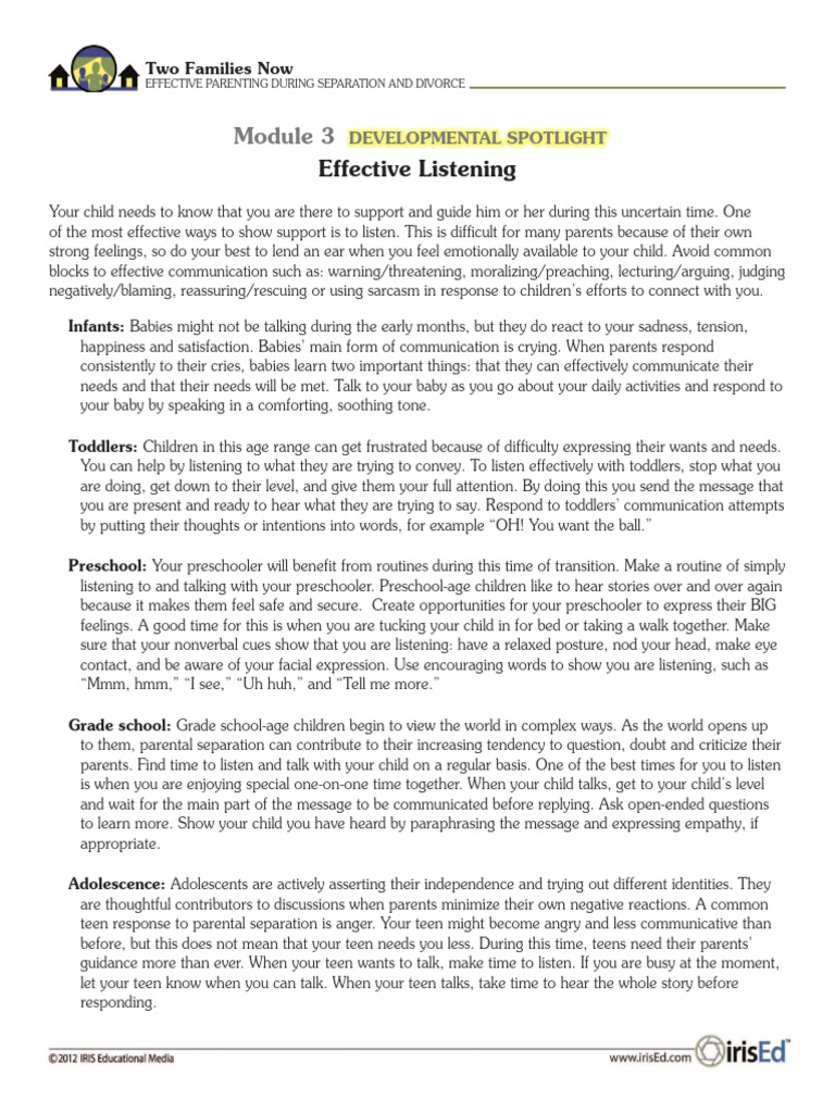 Two Families Now Module 3 Developmental Spotlight | PDF