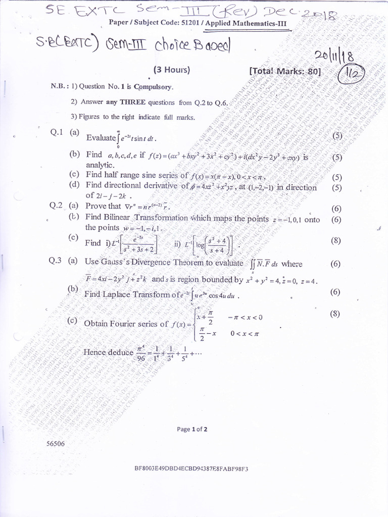 Applied Mathematics III Exam Paper | PDF