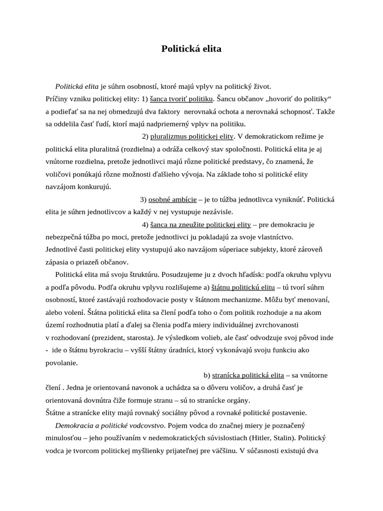 Politická Elita | PDF
