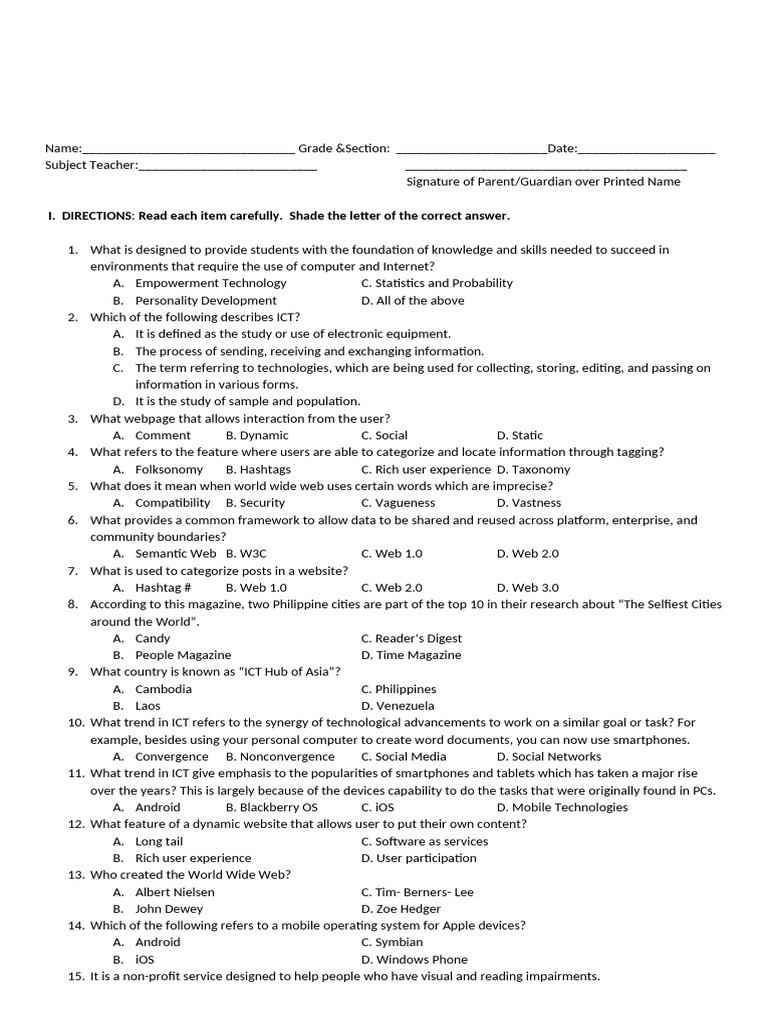 Etech Lesson 1 Quiz | PDF | Semantic Web | Web 2.0