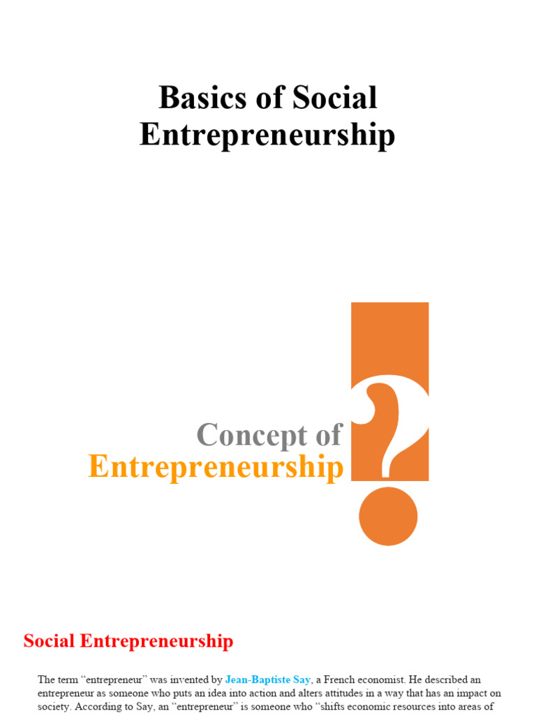 1-Basics of Social Entrepreneurship | PDF | Social Entrepreneurship ...