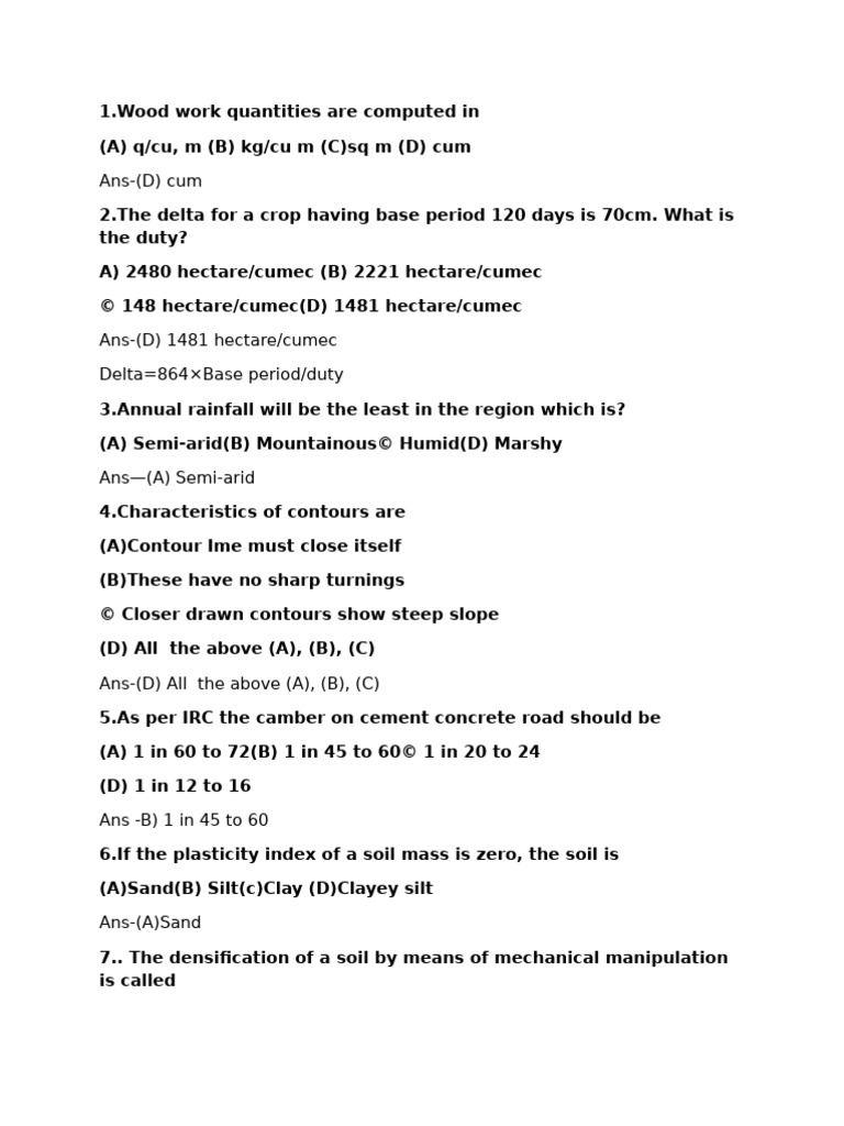 Civil Engineering Exam Questions and Answers | PDF | Bending | Oxide