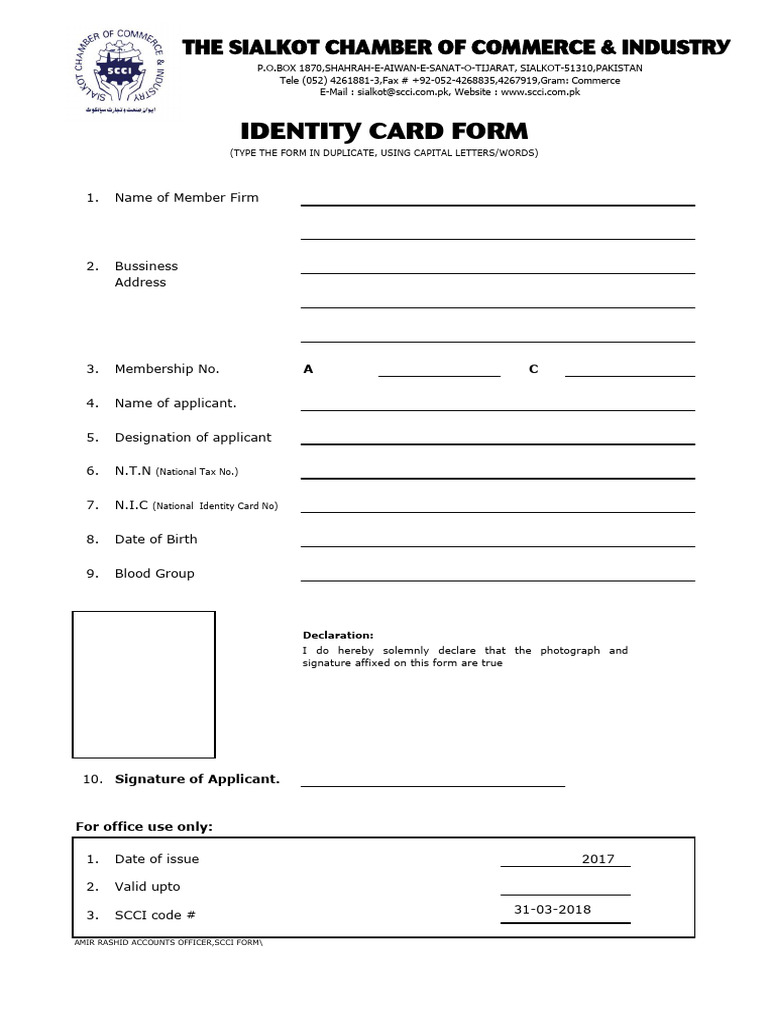 SCCI Membership Application Form | PDF