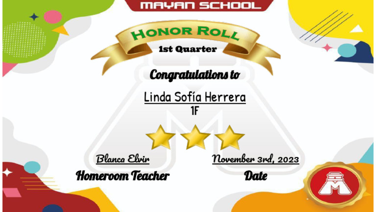 Diploma Primer Parcial First Grade F - Linda Herrera | PDF