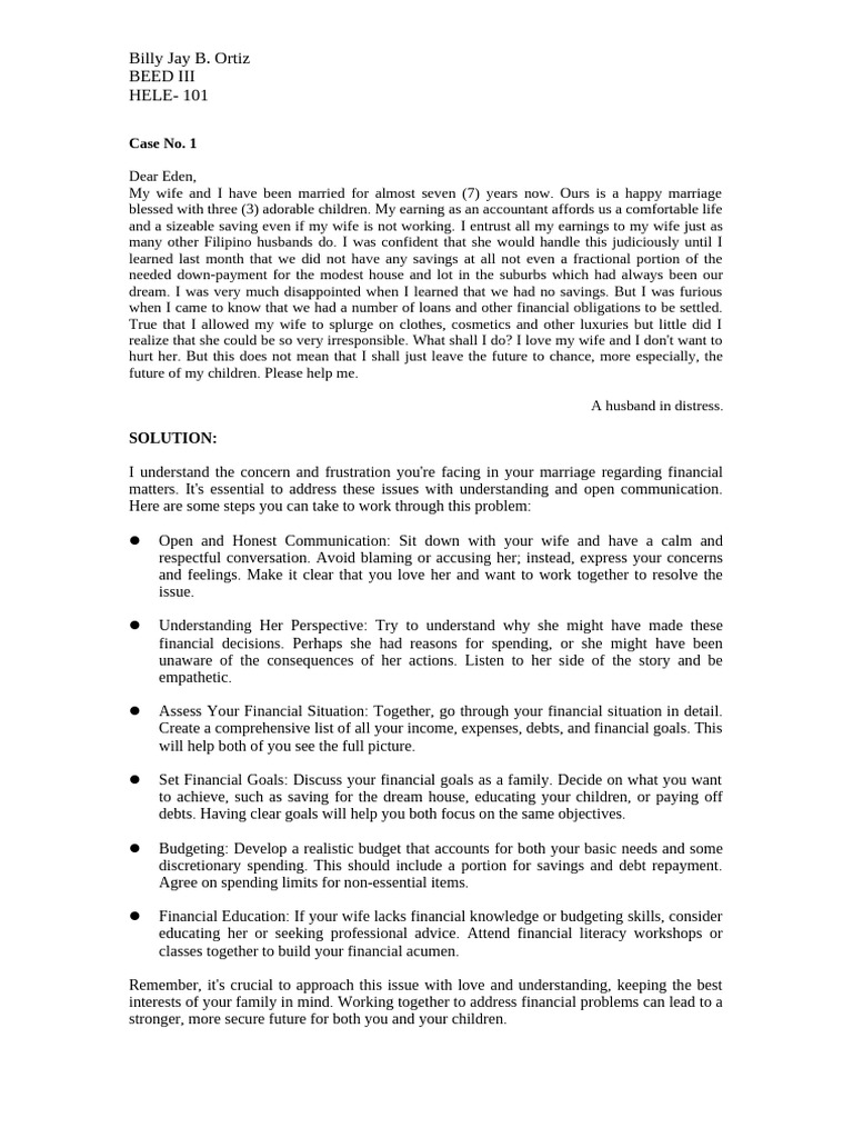 Case No 1 docx | PDF | Budget | Debt