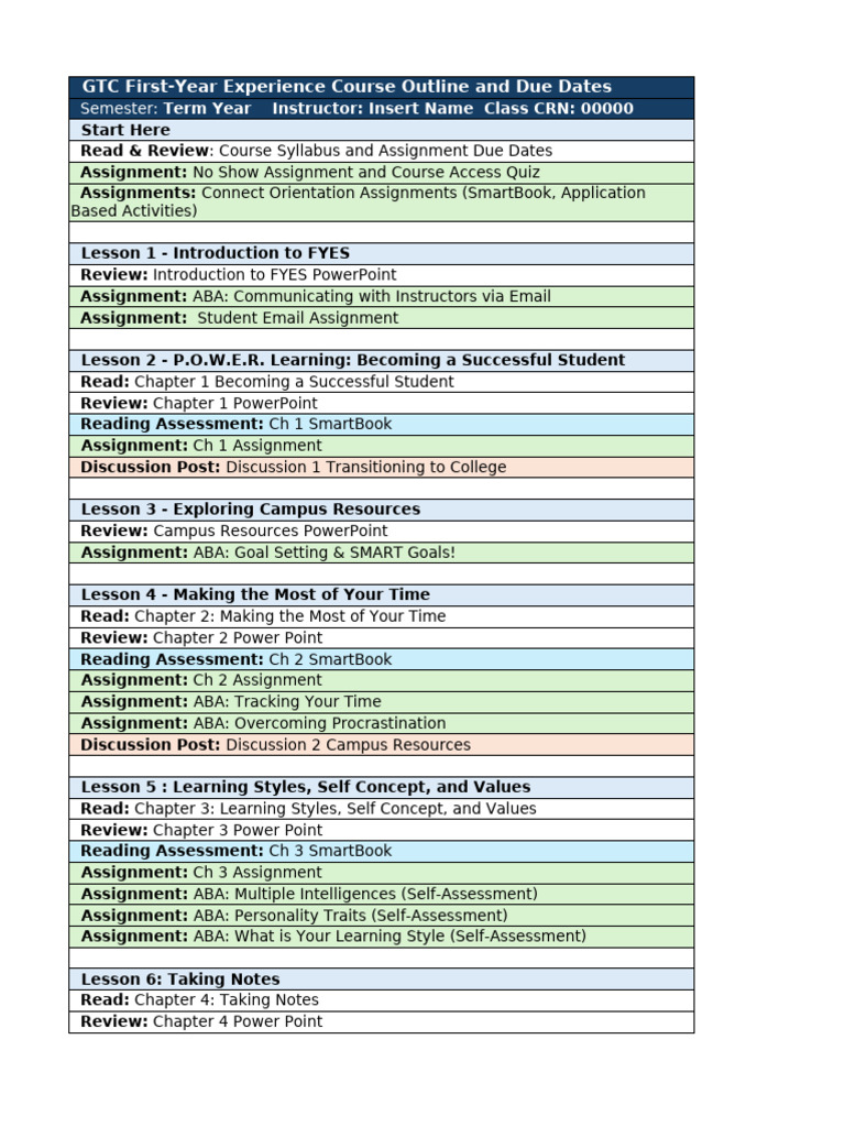 First-Year Experience Course Outline | PDF | Information Literacy ...