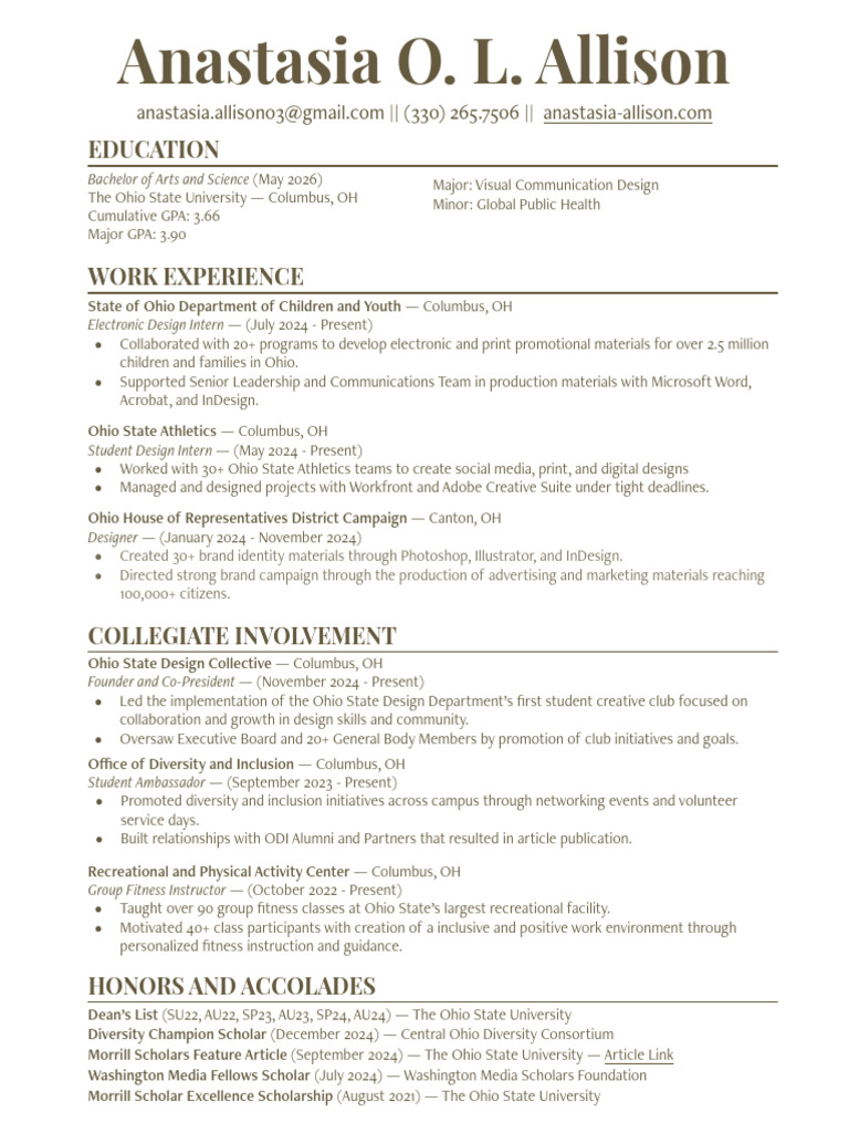 Resume A.Allison | PDF | Ohio State University