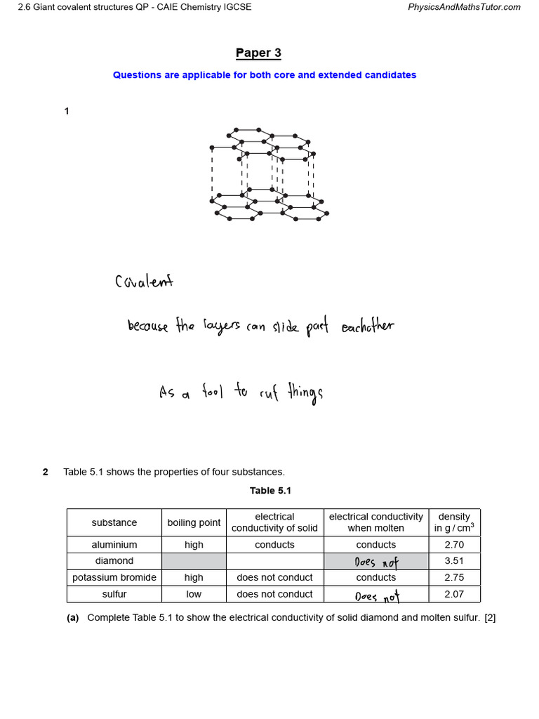 Chemistry IGCSE: Graphite & Diamond | PDF | Carbon | Oxide